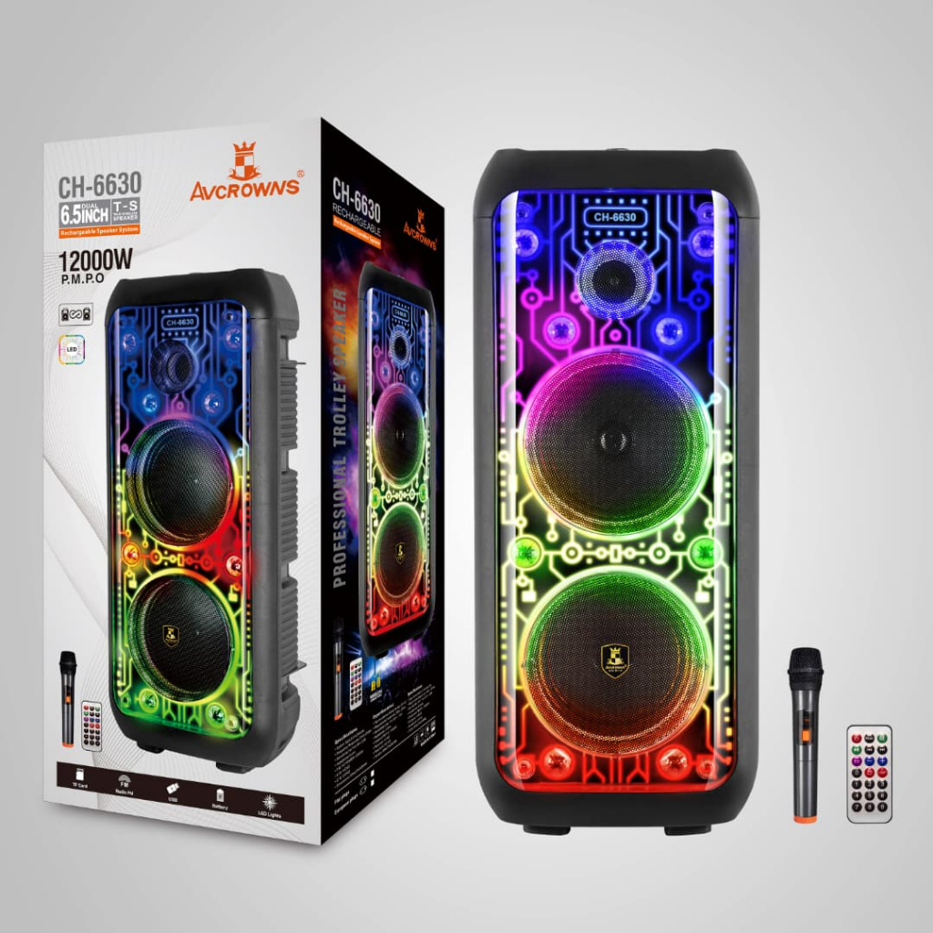 AVCROWNS KOLAV CH-6630 DOUBLE 6.5 INCH BLUETOOTH SPEAKER TECHNOLOGY NEW ...