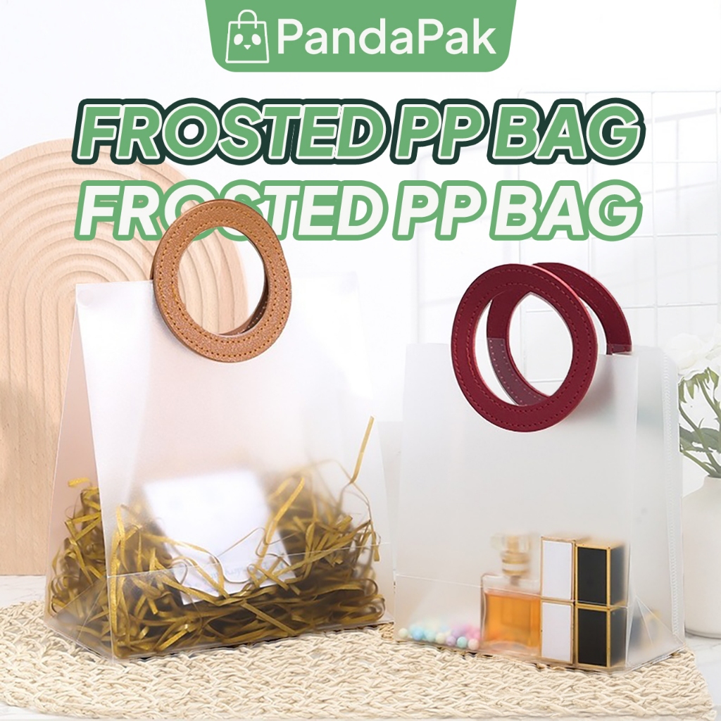 Beg Hadiah Frosted Plastic Bag Door Gift Round Handle Beg Goodies ...