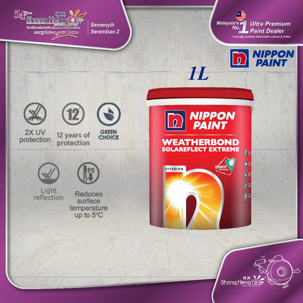 1L Nippon Paint Weatherbond Solareflect Extreme with Quartz Technology ...