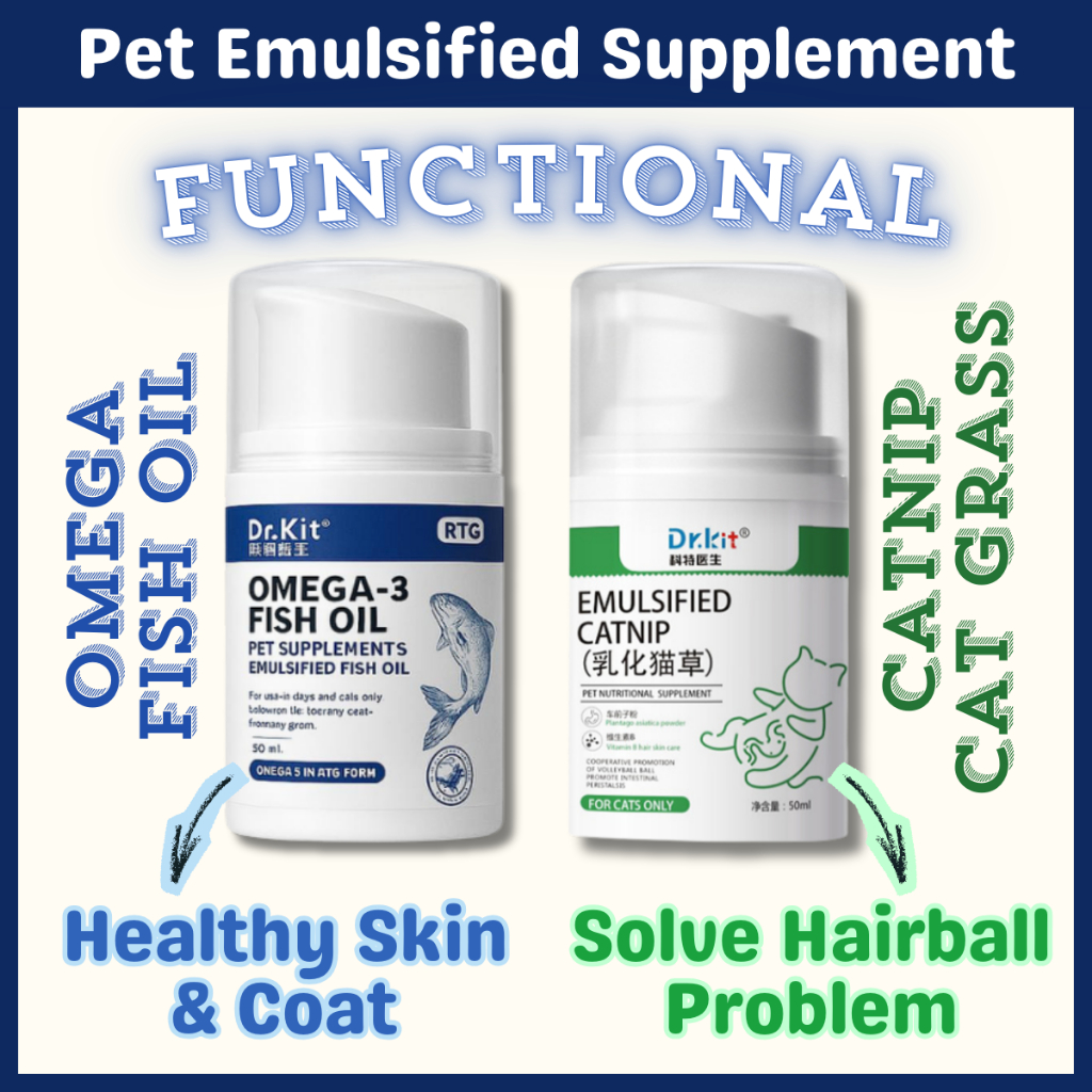 Pet OMEGA 3 EMULSIFIED FISH OIL CAT DOG MINYAK IKAN Catnip Grass ...