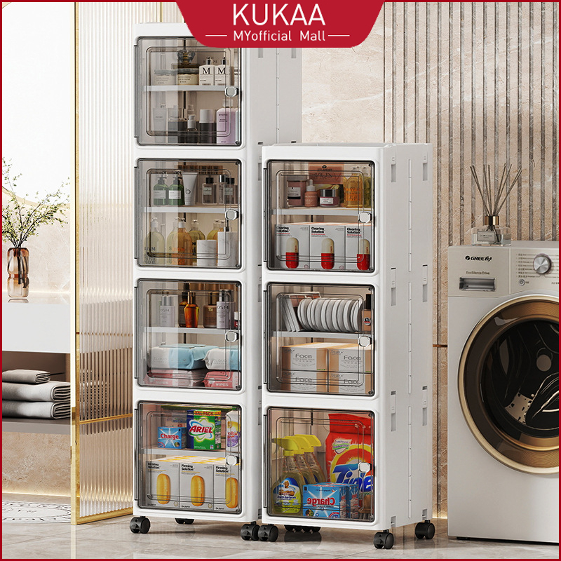 Kukaa L32cm Slim Plastic Cabinet Organizer Drawer Moving Rack Organizer ...