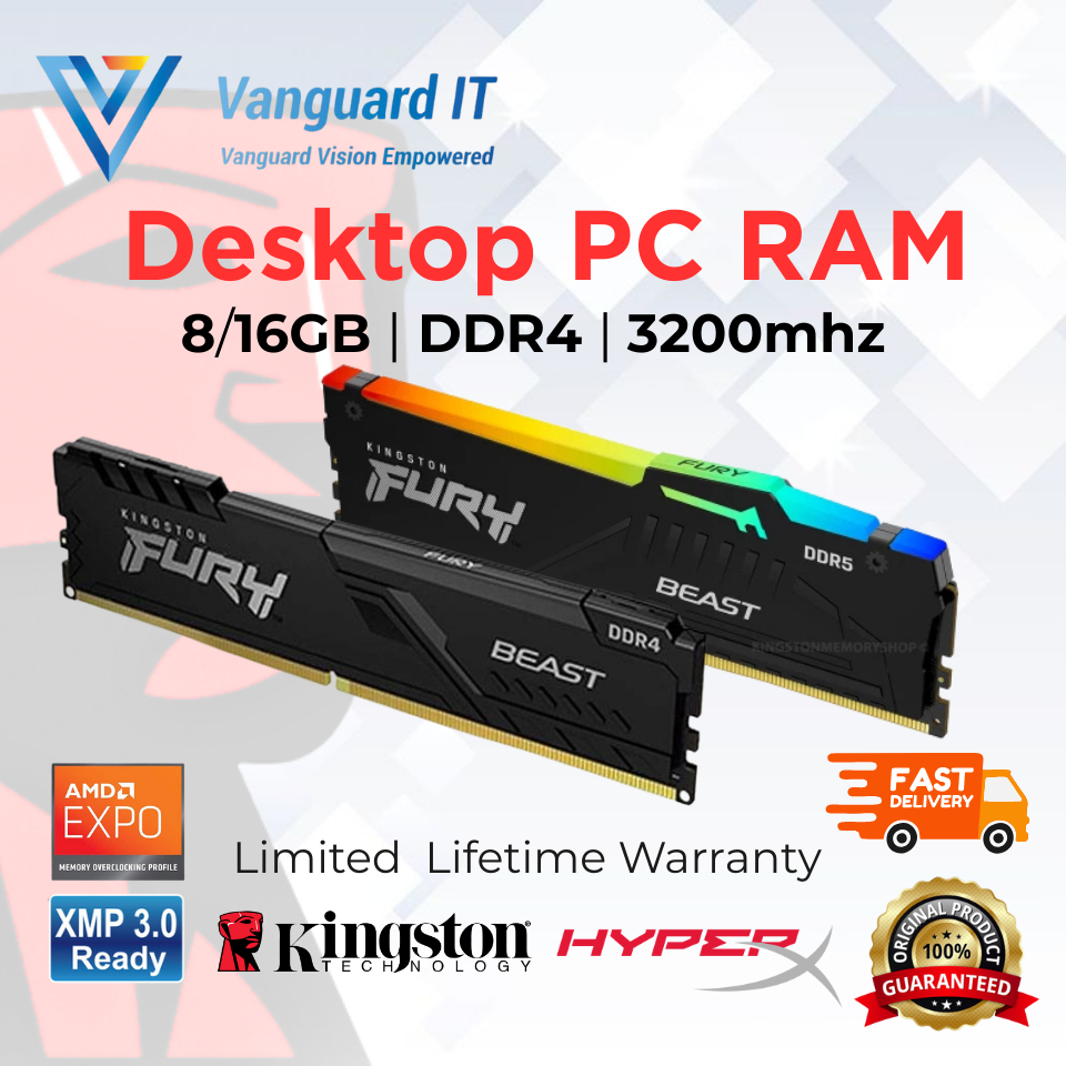DDR4/5 RAM GAMING DESKTOP RAM DDR4 RGB[8GB |16GB]3200MHz KINGSTON ...