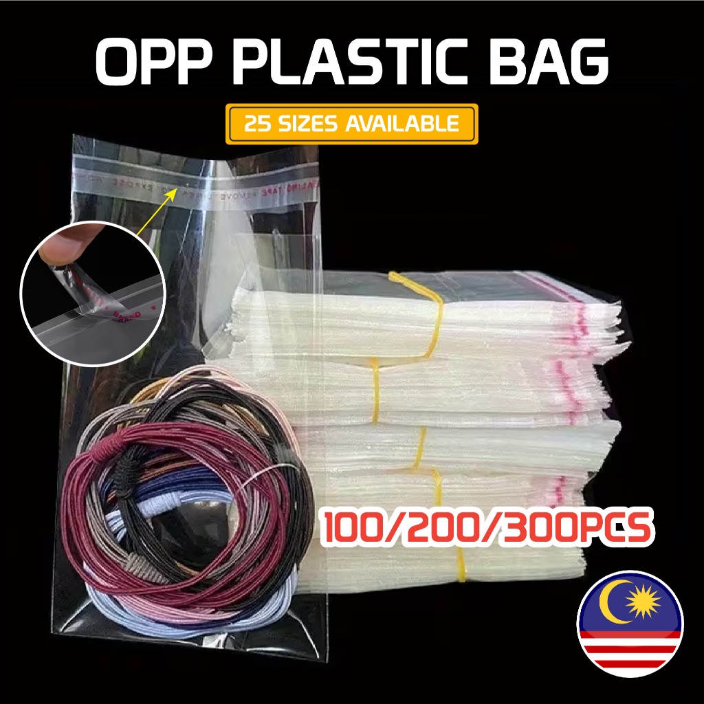XpertHub OPP Plastic Bag 100/200/300PCS Transparent Self Adhesive Seal ...