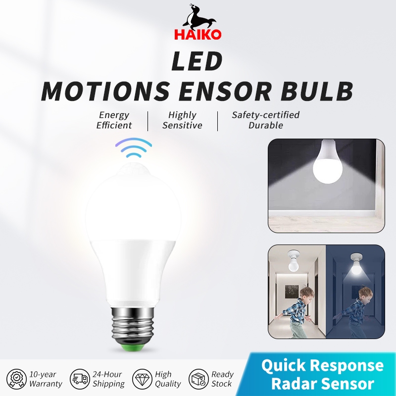 HAIKO 9W LED Human Body Induction Bulb Corridor Motion Sensor Light ...