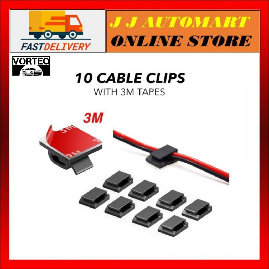 VORTEQ 10PCS Cable Clip Plastic 3M tape Wire Cord Line Cable Clips ...