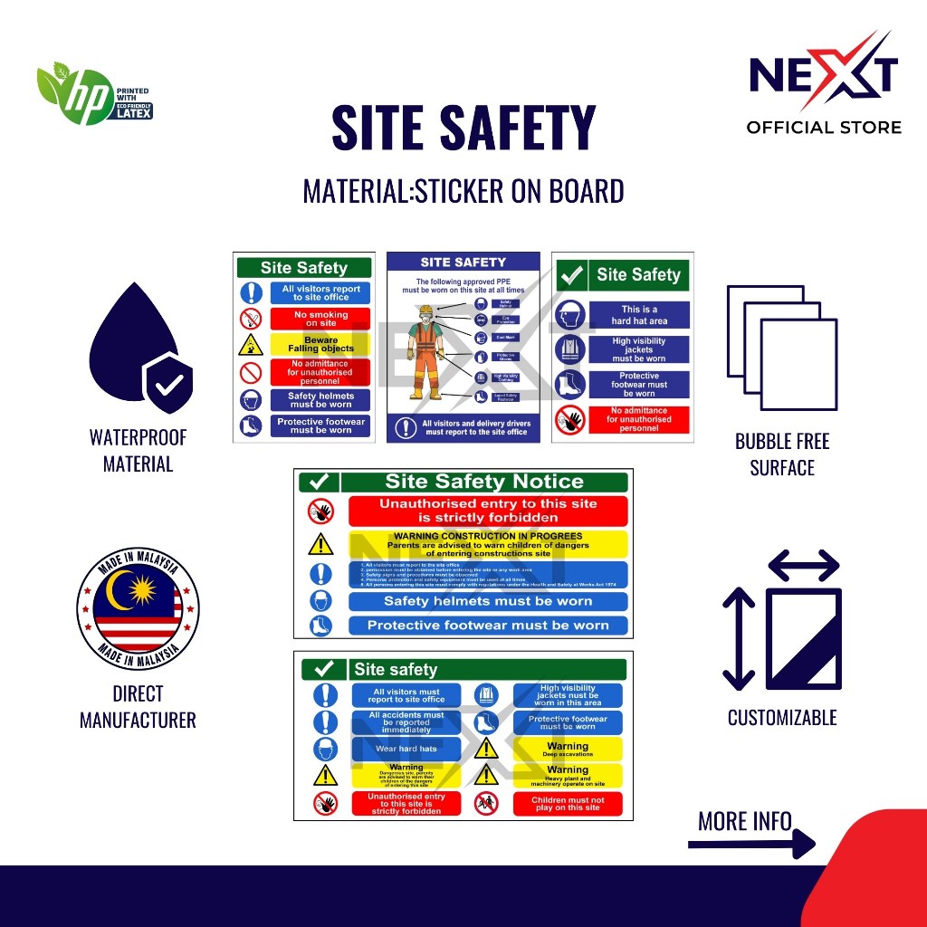 Site Safety Notice Signage | Construction or Industrial Use | Sticker ...