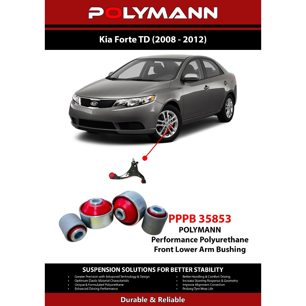 Polymann Kia Forte/ Forte Koup (2008-2012) Lower Arm Polyurethane PU ...