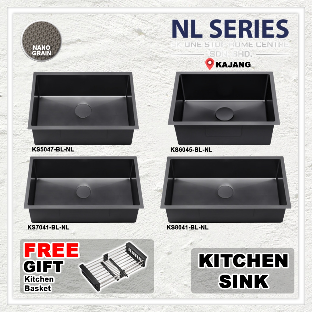 NL SERIES NANOGRAIN Kitchen Sink (BLACK) | UnderMount Sinki Stainless ...