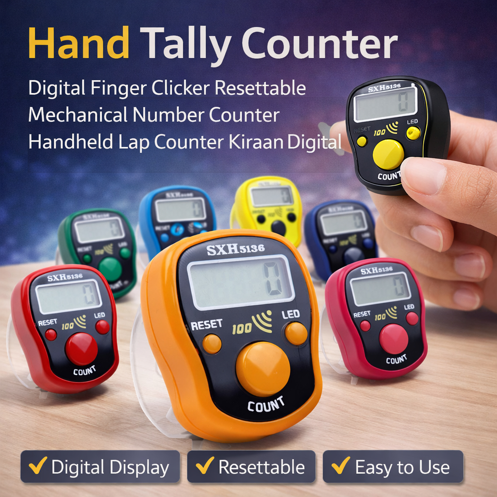 Hand Tally Counter Digital Finger Clicker Resettable Mechanical Number ...