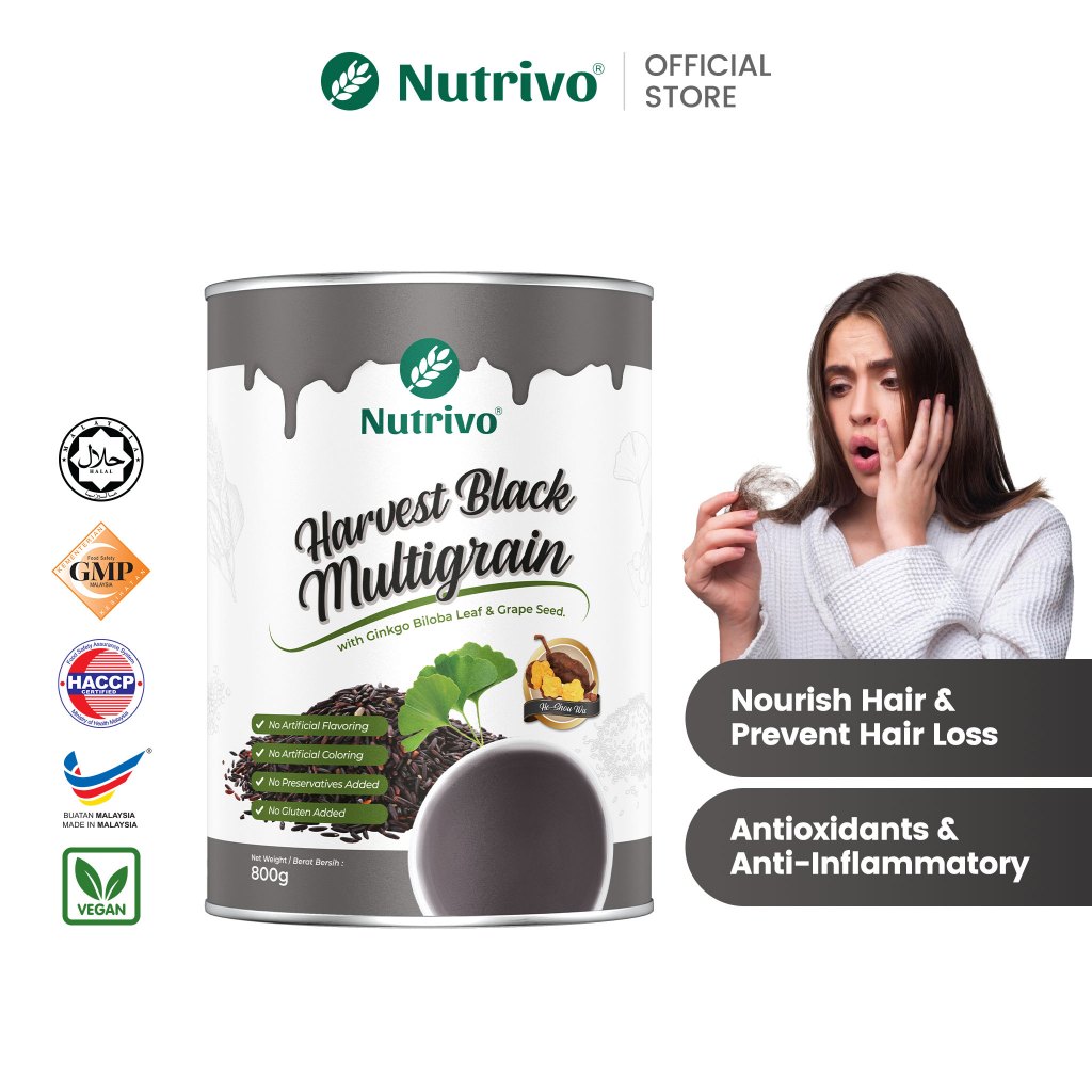 Nutrivo Harvest Black Multigrain 800g | Ginkgo Biloba Leaf & Grape Seed ...