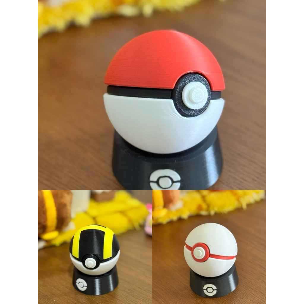 [3D printed] Ready stock Pokeball clicky fidget!! Red White Pokeball ...