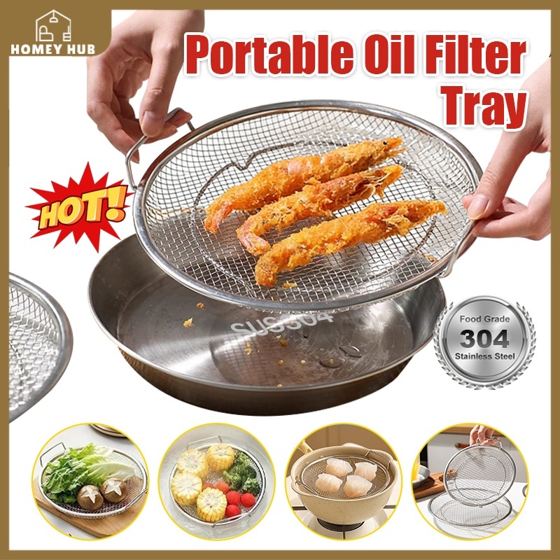 304 oil filter pan stainless steel frying oil filter pan oil drip ...