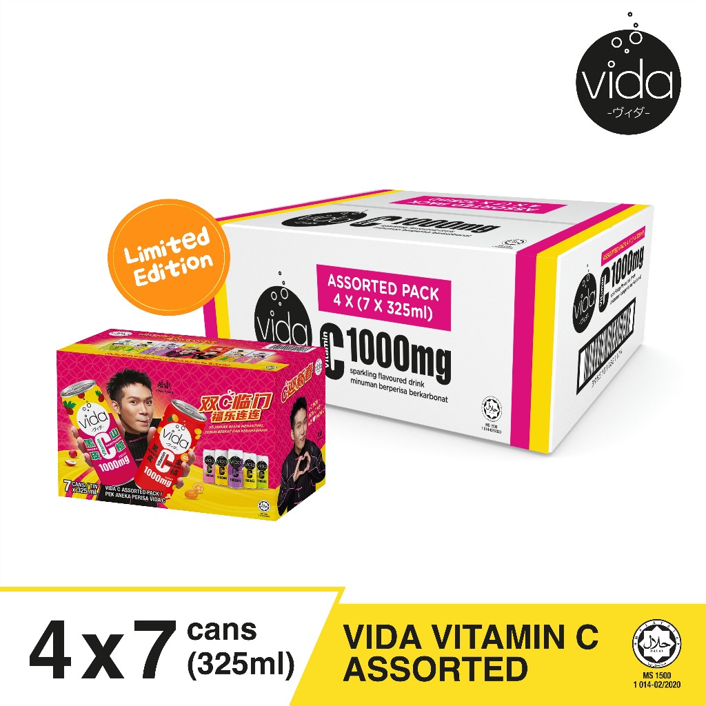 [CARTON] Vida Vitamin C Sparkling (325mlx7)x4 | Shopee Malaysia