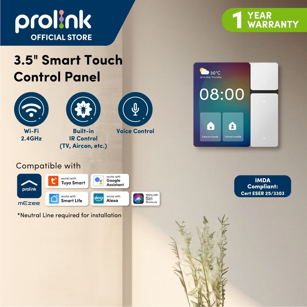 Prolink Smart Touch Control Panel | Tuya Wi-Fi Smart Switch | App ...