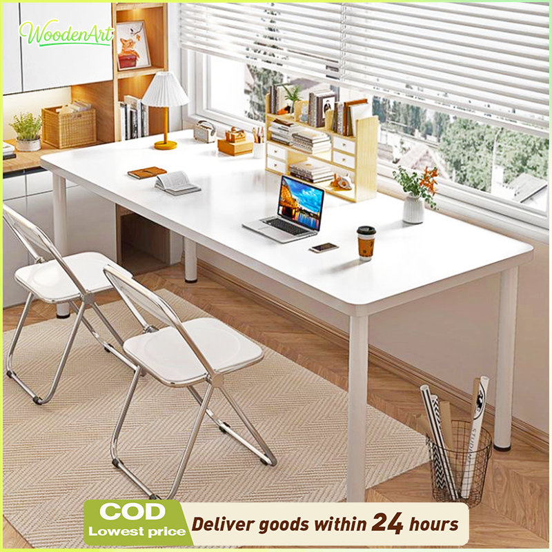 White Study Table/Meja Belajar/Bedroom Writing Desk/Thickened Office ...