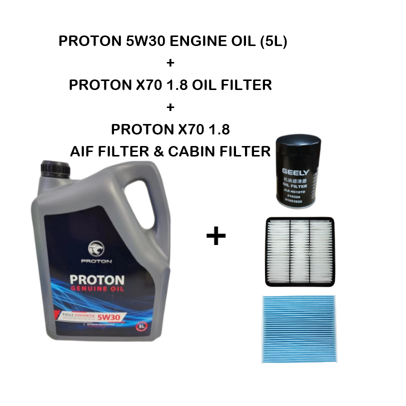 PROTON 5W30 ENGINE OIL 5W-30 5L FULLY SYNTHETIC + X50 X70 OIL FILTER ...