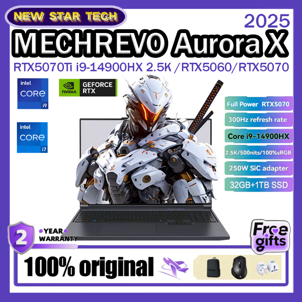 2025 MECHREVO Aurora X Laptop RTX5070Ti /RTX5070 /RTX5060 i9-14900HX 2 ...