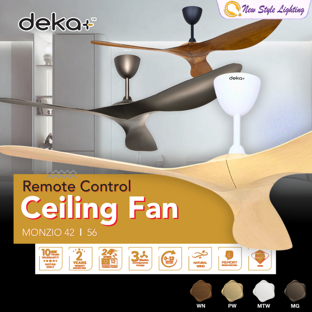 deka+ MONZIO 56" 42 Inch 3 Blades SIRIM 24 Speeds DC Motor Remote ...