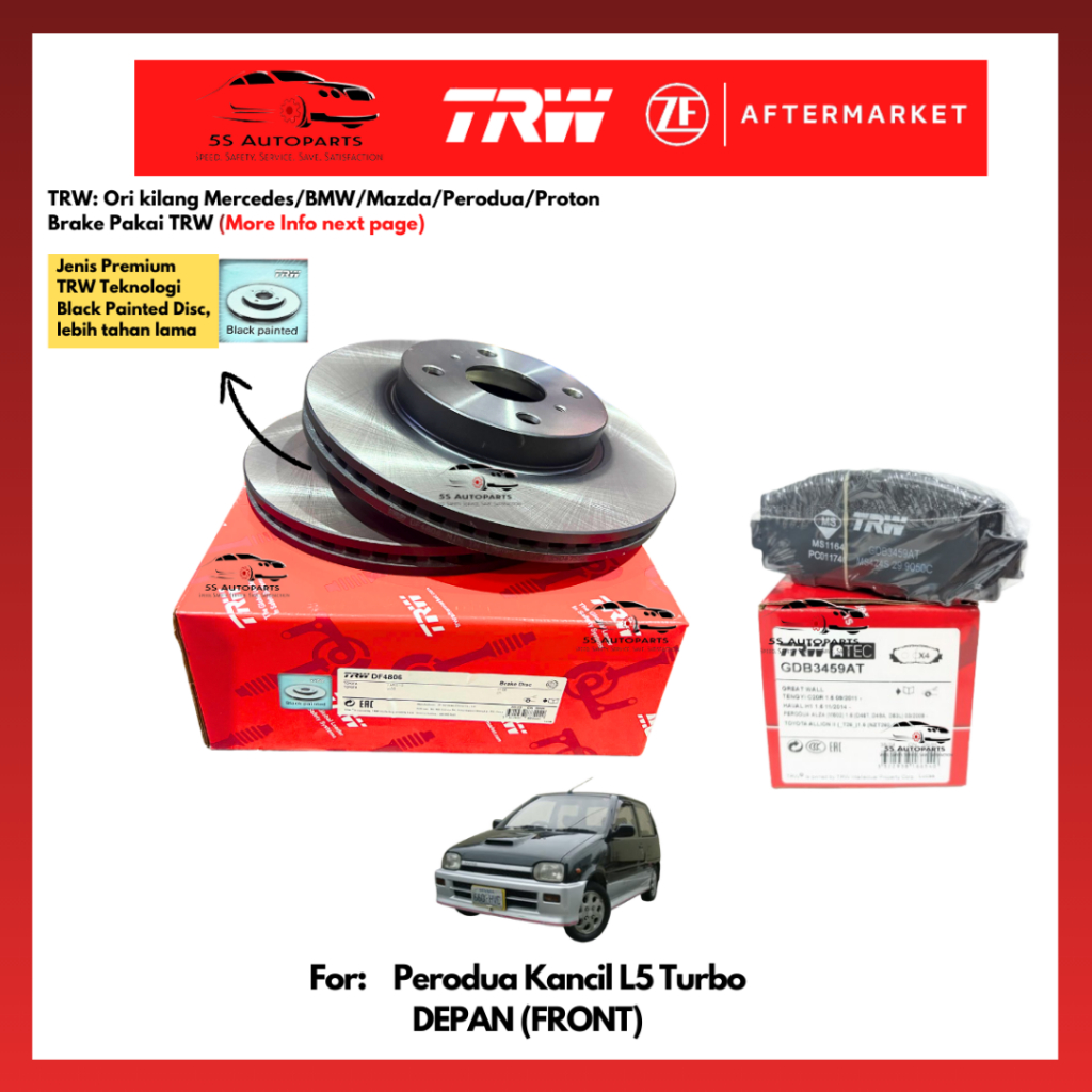 TRW Perodua Kancil L5 Turbo Front (Depan) 234MM - Premium Disc Rotor (2 ...