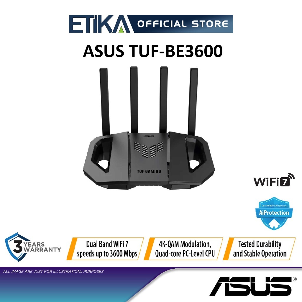 Asus TUF-BE3600 WIFI 7 Gaming Router (BE3600) | BE3600 Dual Band WiFi 7 ...