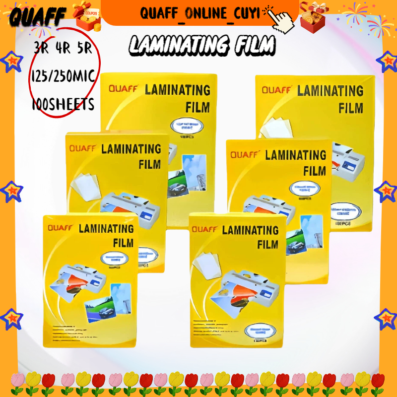 Hot Laminating Film Pouch - QUAFF 100sheets 3R/4R/5R Size 125micron ...