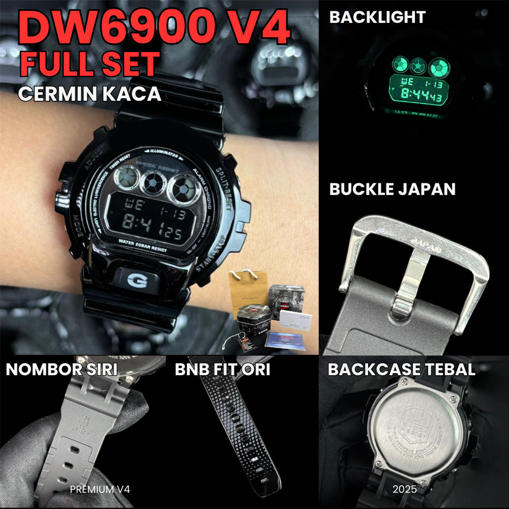 DW6900 Jam V4 Full Set Premium Jam Tangan Auto Light Power Off Mode ...