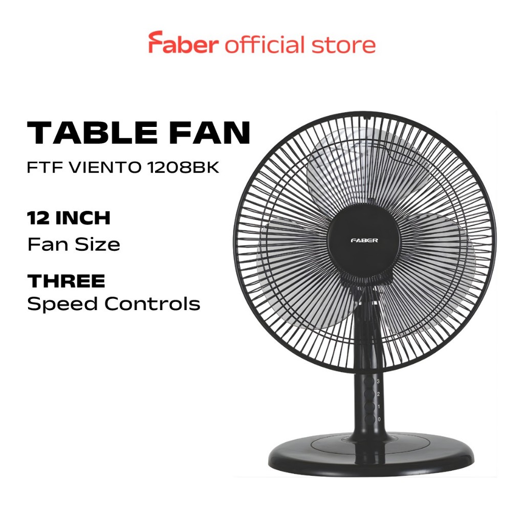 Faber Table Fan 3 Speed Control FTF Viento 1208bk (12"/45W) | Shopee ...