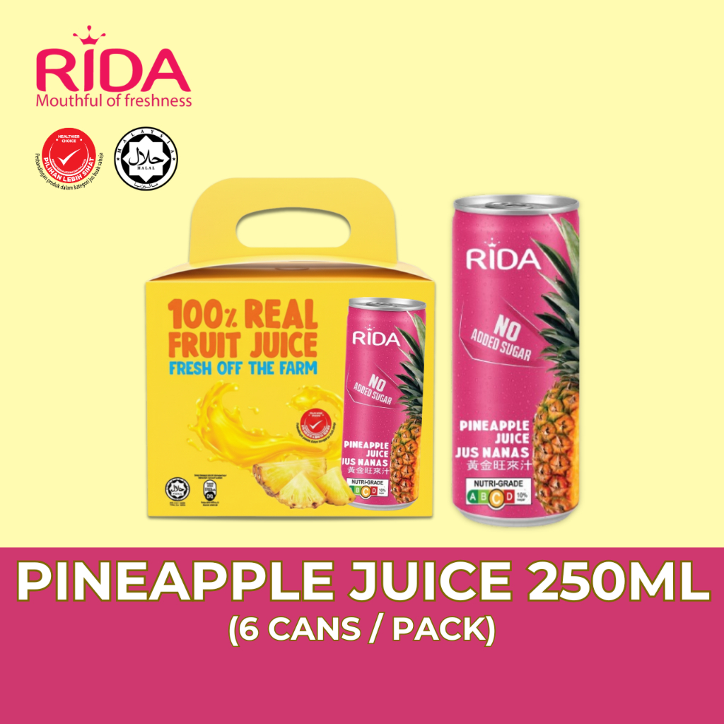 RIDA 100% PINEAPPLE JUICE (250ML X 6 CANS) | Shopee Malaysia