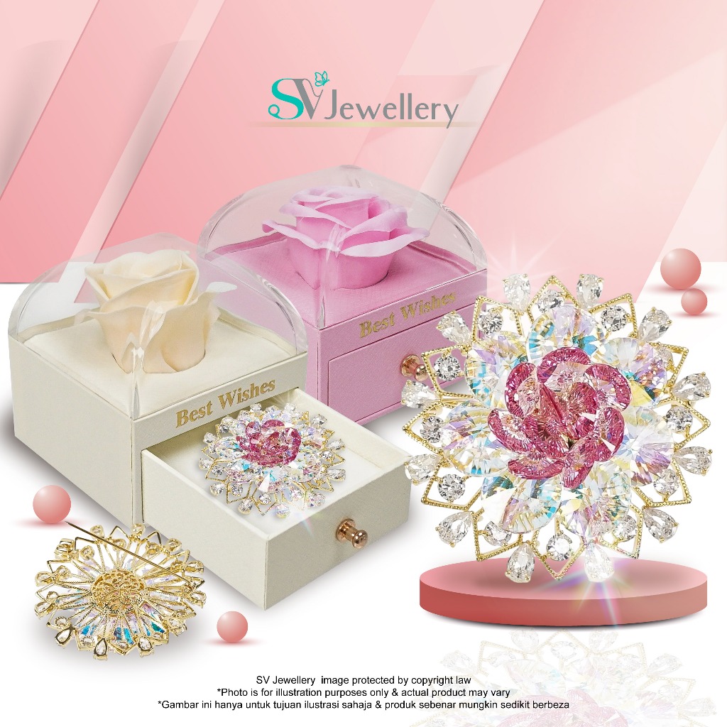 Sv Premium Gift Set Flower Box Pin Tudung Kerongsang Austria Bunga ...