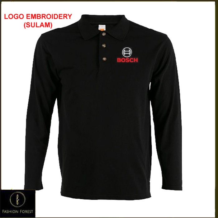 Microfiber Lengan Panjang Long Sleeve collar Polo T Shirt Logo ...