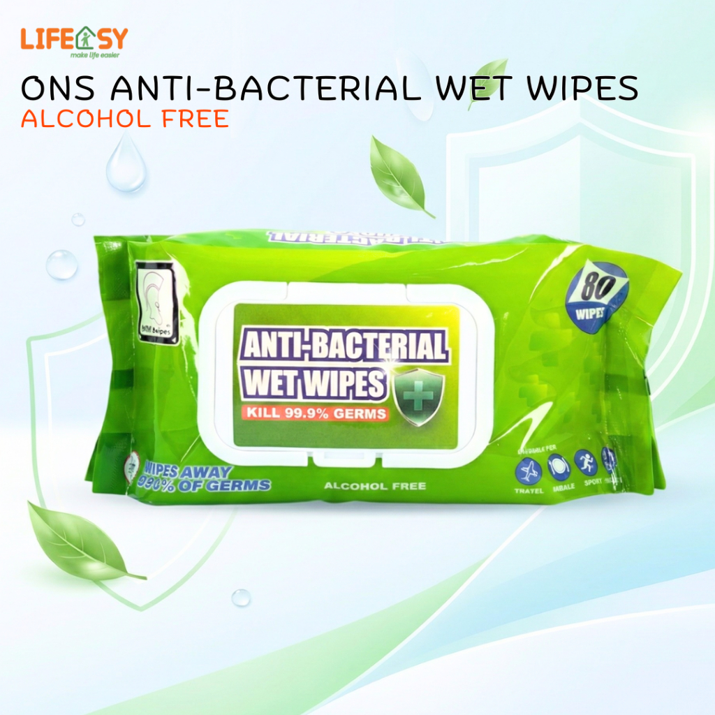 Kill 99.9% Germs Non-Sticky ONS Anti-Bacterial Wet Wipes Non-Alcohol ...