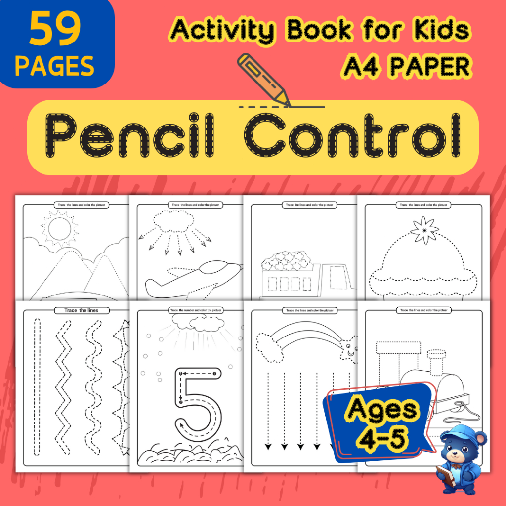 Pencil Control Worksheets for Kids 4-5 Years Fine Motor Skills Printed ...