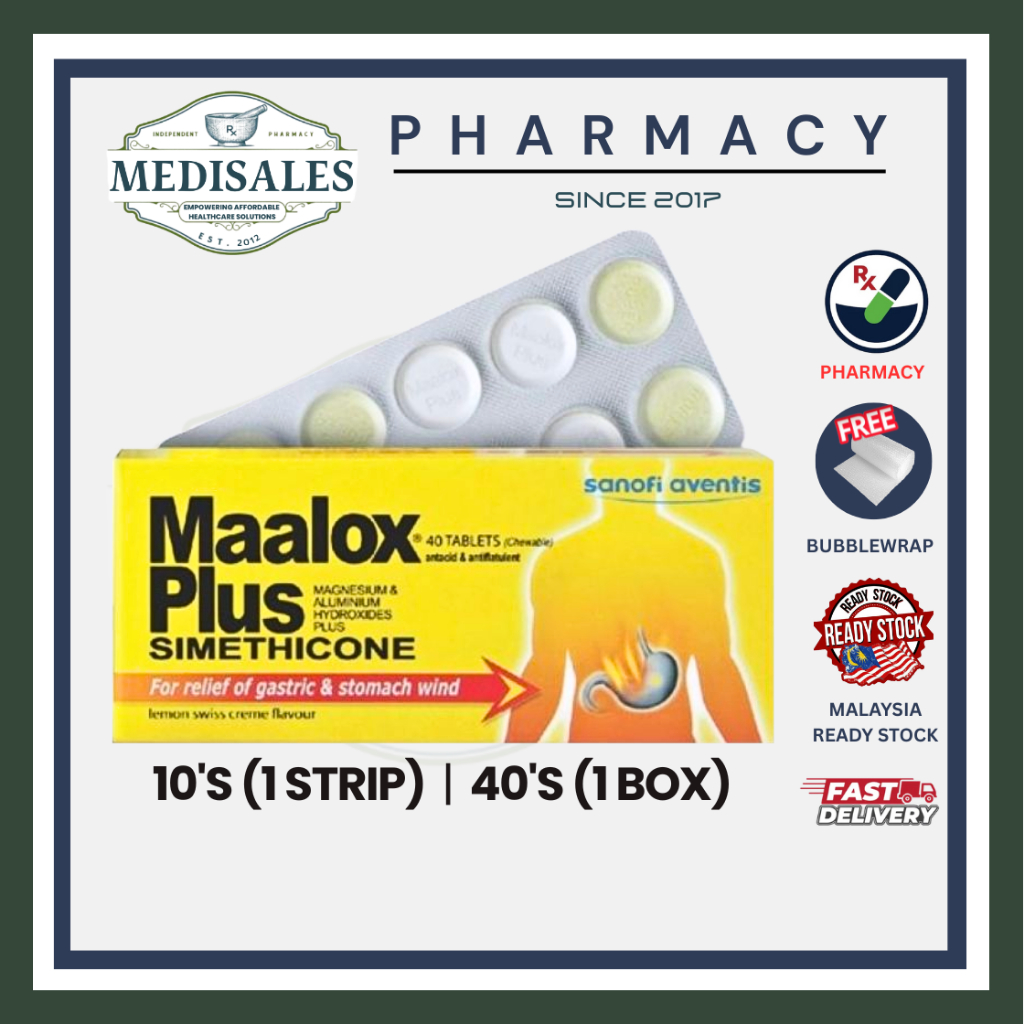 MAALOX PLUS CHEWABLE 25MG TAB 10'S | 40'S | ANTACID | Shopee Malaysia