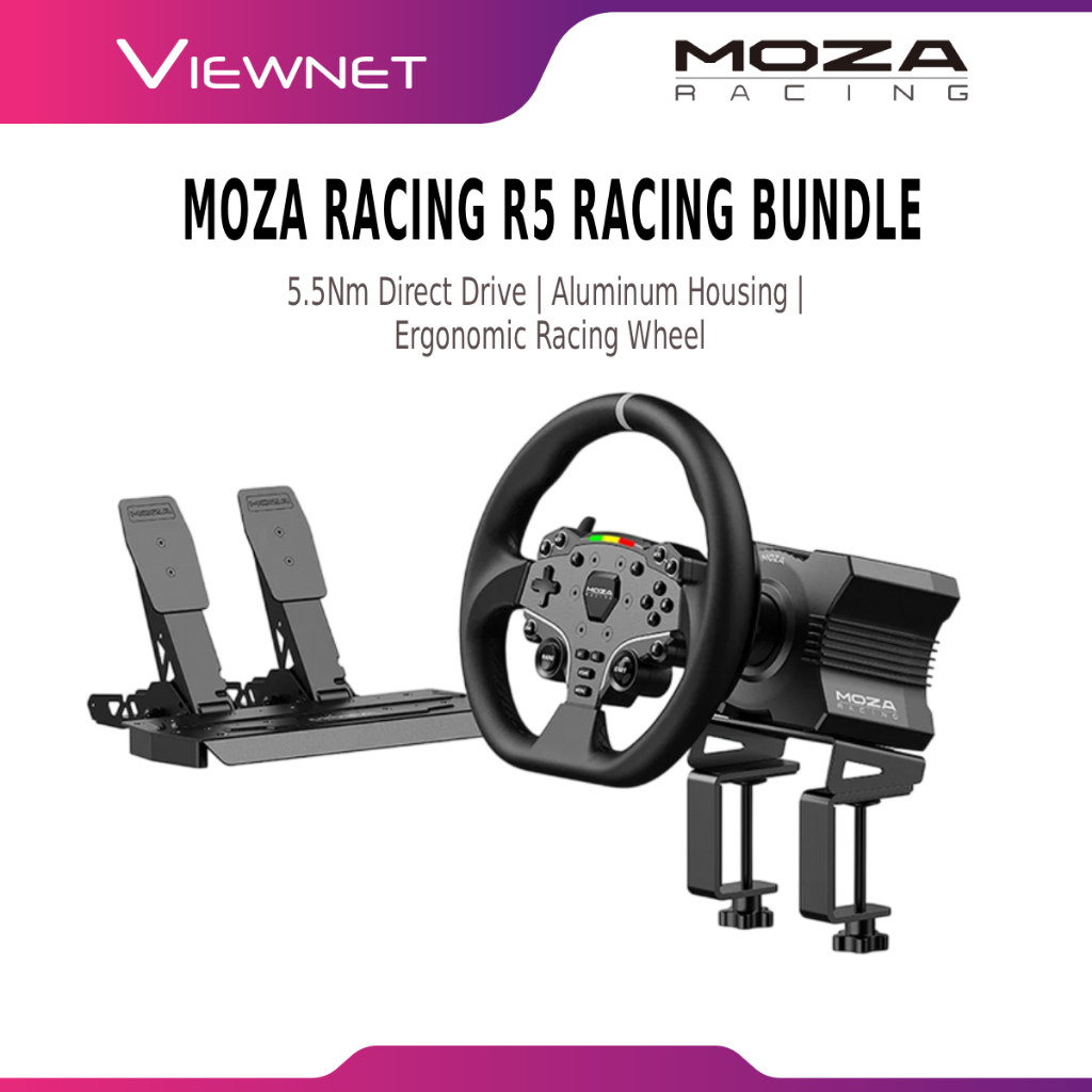 MOZA Racing R5 Direct Drive Racing Wheel & Pedals Bundle 5.5Nm | High ...