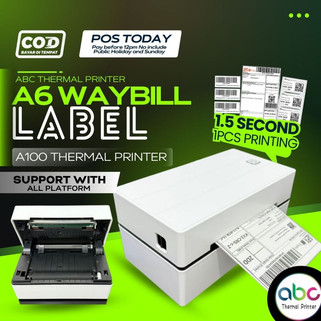 A100 - A6 Thermal Printer Waybill Label Bluetooth Shipping Waybil Awb ...