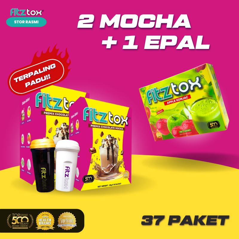 Fitztox Mocha ( 2 Box ) + Apple ( 1 Box ) | Minuman Detox Diet ...