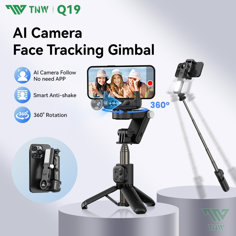 TNW Q19 AI Camera 360° Gimbal Phone Stabilizer with Face Tracking ...