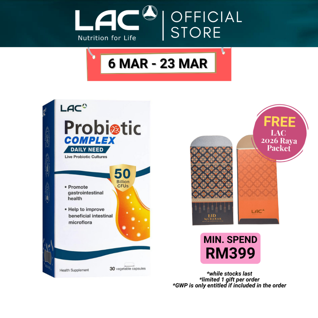 LAC Probiotic Complex 50 Billion CFUs (30 Vegetable Capsules) [Exp Aug ...