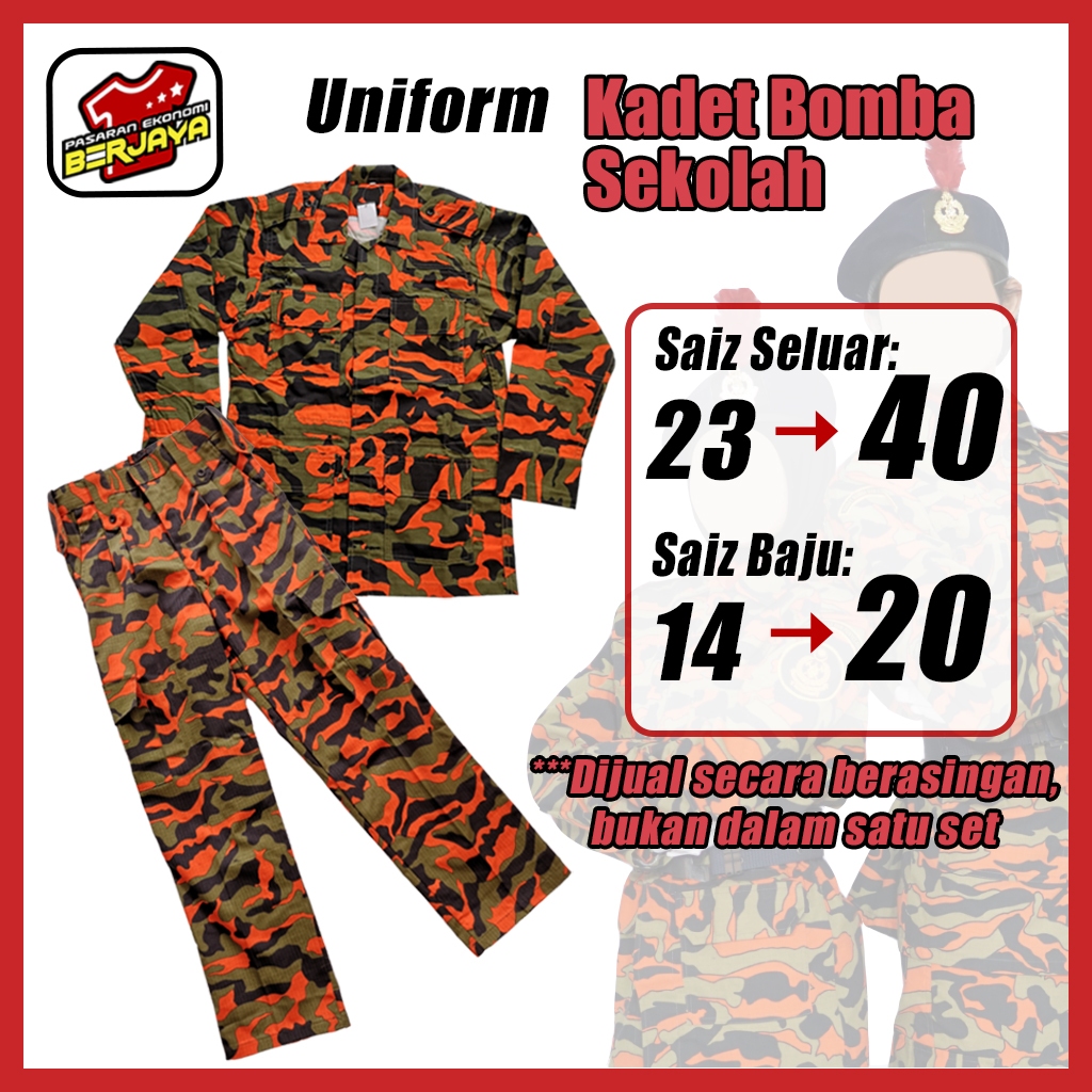 Uniform Kadet Bomba Sekolah / Seluar Celoreng Kadet Bomba / Baju ...