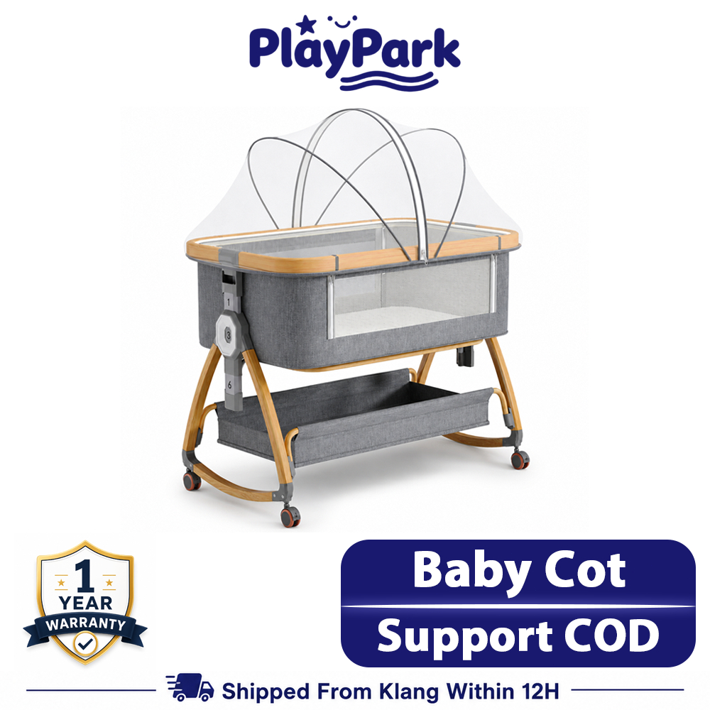 Playpark Foldable Baby Cot With Changing Table Adjustable Height 婴儿床 ...