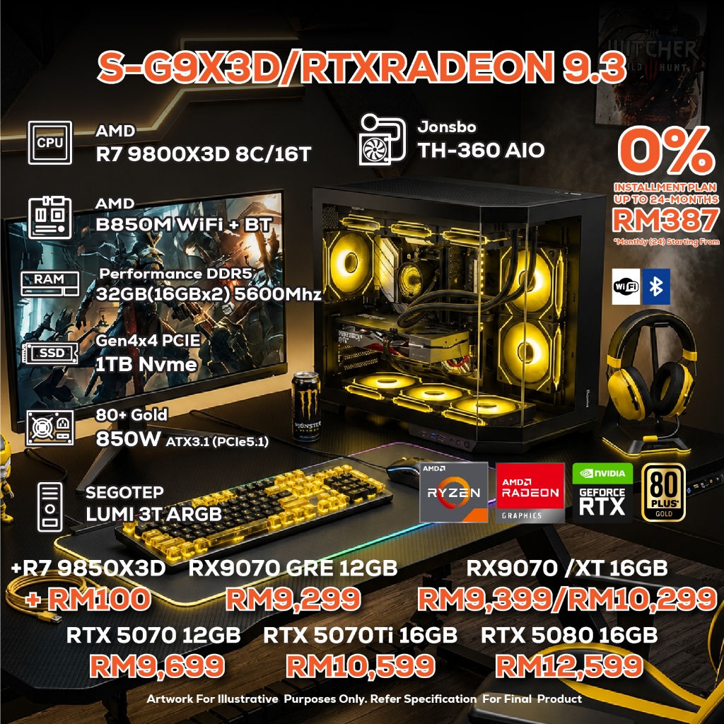 AMD Ryzen 7 9800X3D PC GAMING PACKAGE 32GB DDR5 1TB SSD NVIDIA RTX AMD ...