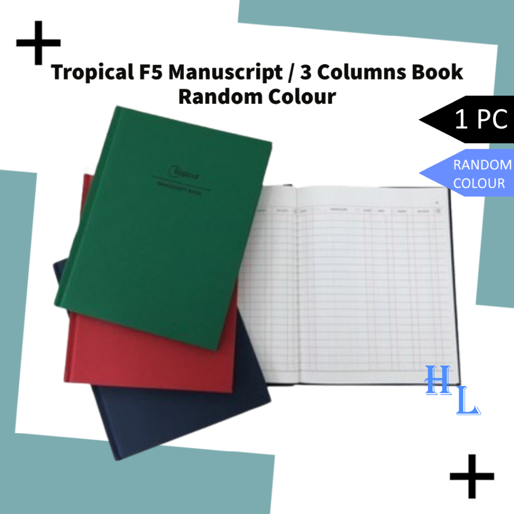 Tropical F5 Hard Cover 3 Columns Quarto Book Manuscript Short /Buku Log ...