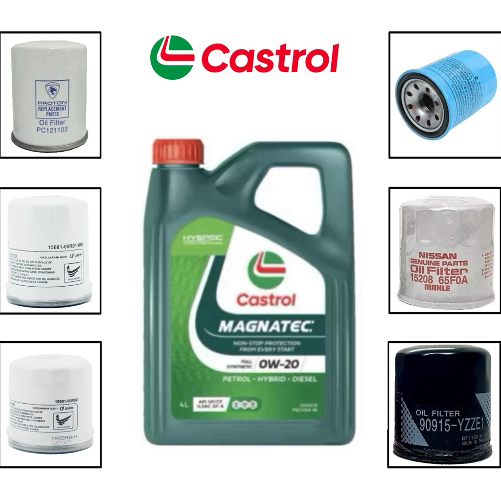 Castrol Magnatec 0W20 Fully Synthetic Engine Oil 4L & Oil Filter For ...