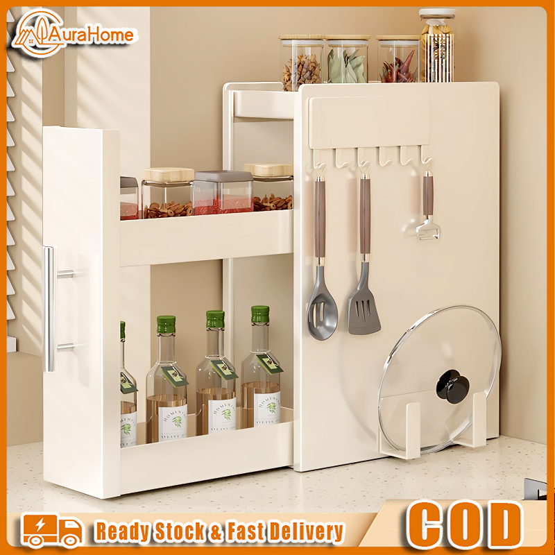 Pull-out Spice Cabinet Storage Rack Narrow Kitchen Spice Rak Rempah Ratus Dapur Dust And Fume ...