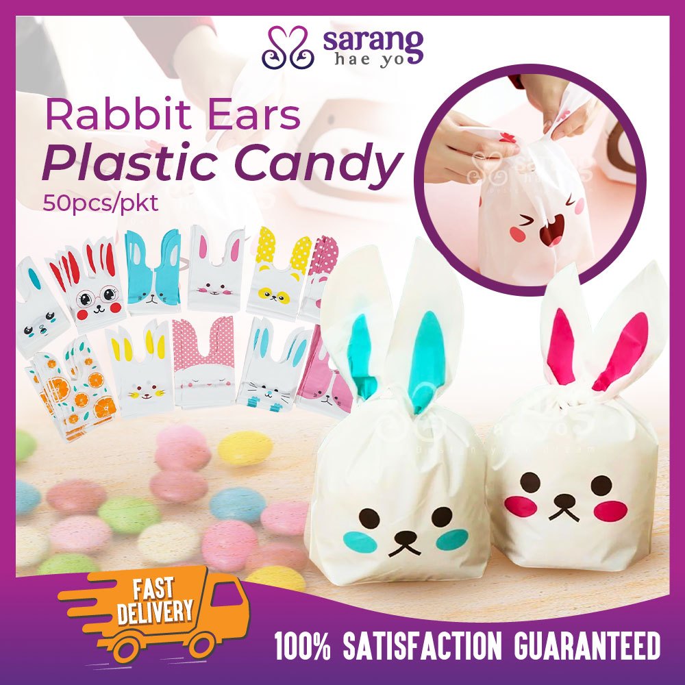 50 Pcs Rabbit Long Ear Doorgift Bag Gula-Gula Goodies Bag Kenduri ...