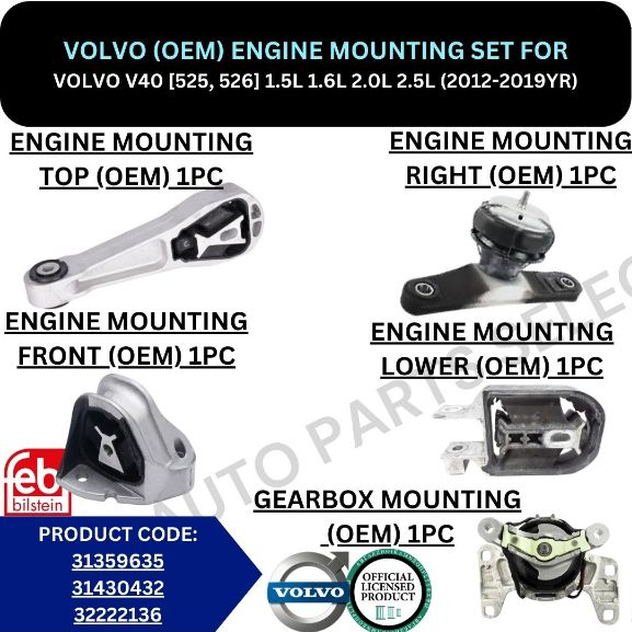 VOLVO (OEM) ENGINE MOUNTING (SET) FOR VOLVO V40 [525, 526] 1.5L 1.6L 2 ...