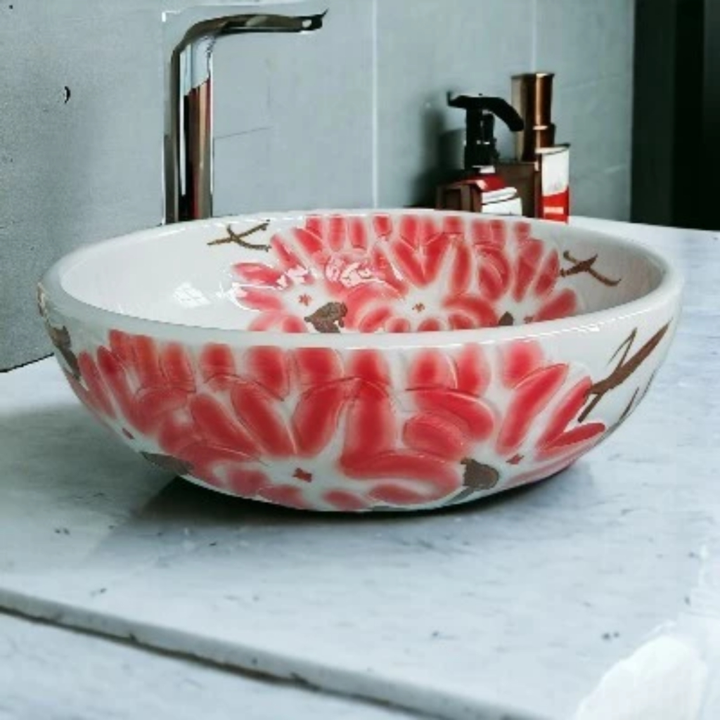 Ceramic Table Basin sink Single Basin Retro round Wash Basin Bathroom ...