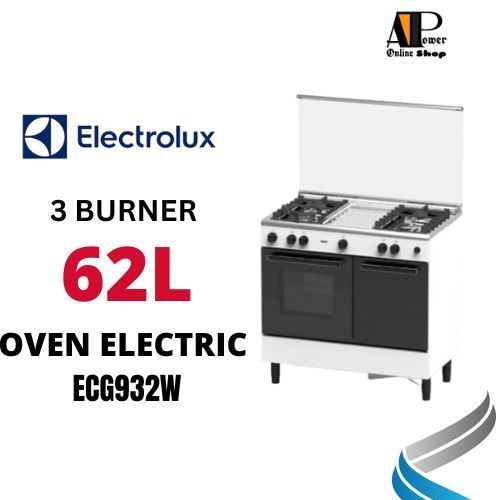 Electrolux ECG932W/ECG930W Gas Cooker 3 Gas Burners 62L Electric Oven ...