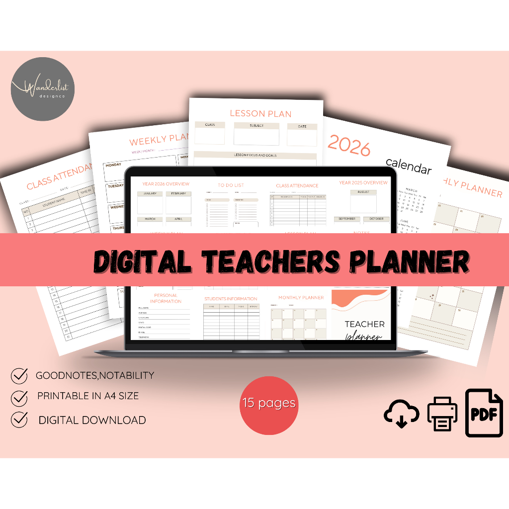 Digital Teacher Planner 2026 | GoodNotes &Printable PDF | Shopee Malaysia