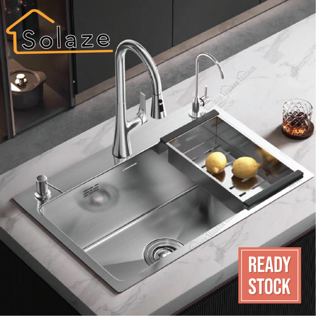 Solaze 304 Stainless Steel Waterfall Kitchen Sink 3Mm Thickness Large ...